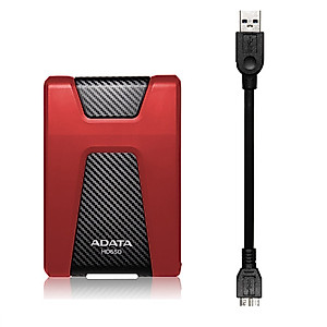 ADATA HD650 1TB Anti-Shock External Hard Drive, Red (AHD650-1TU3-CRD)