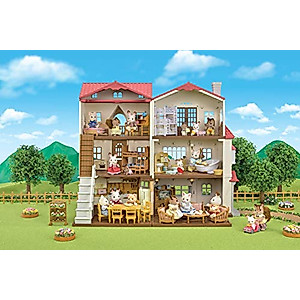 Calico Critters Red Roof Grand Mansion Gift Set, Dollhouse Playset with 3 Figures, Furniture, Vehicle and Accessories