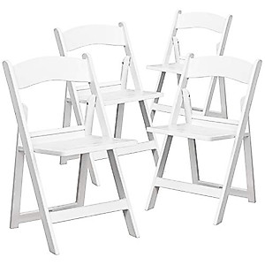 Flash Furniture 4 Pack HERCULES Series 1000 lb. Capacity White Resin Folding Chair with Slatted Seat