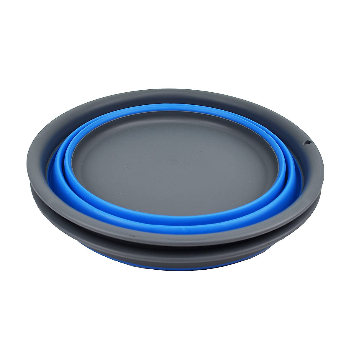 SAMMART 7.5L (1.98 Gallon) Collapsible Tub - Foldable Dish Tub - Portable Washing Basin - Space Saving Plastic Washtub (Grey/Blue (Set of 2))