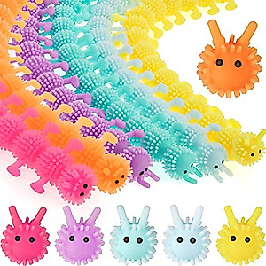 24 Pcs Fidget Worm Stretchy Strings Toy Caterpillar Worms Fidget Squishy Sensory Toy for Kids and Adults with Anxiety Stress, ADD, ADHD or Autism, Relaxing Toys (Worm, 9.84 Inch)