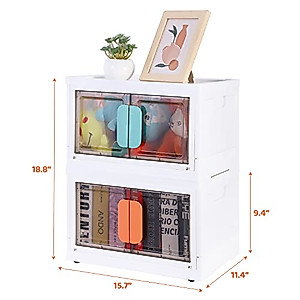 Chemailon Storage Bin with Lid,29 Qt Clear Plastic Toy Organizer Box with Wheels and Visible Clear Door for Home Closet 9.4 x 11.4 x 15.7 Inches 2 Pack