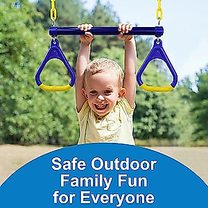 18" Trapeze Swing Bar & 48" Heavy Duty Chain with Locking Carabiners Swing Set Accessories Playground Swing Seat (Blue)