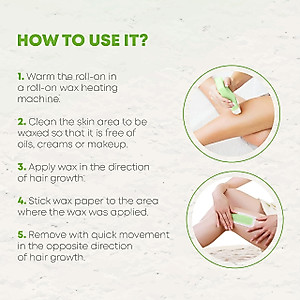 Natural Wax Roll-On Waxing Cartridge – Natural 100% Organic Wax Roller - Does Not Leave Residues - Hair Removal Roller Wax (Pack of 3)