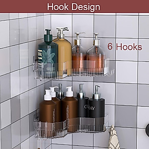 Cq acrylic Corner Shower Caddy - 2 Pack,Adhesive Shower Organizers,Wall Mounted Rustproof Clear Shower Shelves,No Drilling Bathroom Shampoo Organizers and Shower Storage Racks,Space-Savin