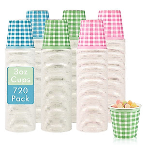 LITOPAK 720 Pack 3 oz Paper Cups, Colorful Disposable Bathroom Cups, Small Mouthwash Cups, Mini Snack Cups, and Disposable Paper Cups for Home, Bathroom, Picnic, Party, and Events.