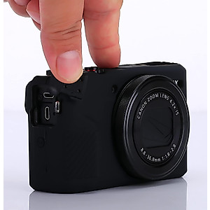 G7X Mark II Case G7X Mark III Case G7X Camera Silicone Case Ultra-Thin Lightweight Rubber Soft Silicone Case Bag Cover for Canon PowerShot G7X G7X Mark II G7X Mark III + Microfiber Cloth (Black)