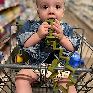 Busy Baby Toy Bungee - Dishwasher Safe Toy Strap - 100% Food-Grade Silicone (Pewter)