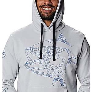 Columbia Men's PFG Running Line Hoodie, Cool Grey/Vivid Blue Tuna, Medium