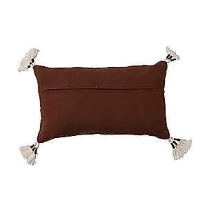 Creative Co-Op Cotton Velvet Tassels, Brown Lumbar Pillow
