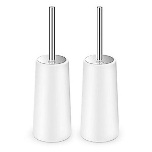 IXO Toilet Brush and Holder, 2 Pack Toilet Brush with 304 Stainless Steel Long Handle, Toilet Bowl Brush for Bathroom Toilet-Ergonomic, Elegant, Durable(Upgraded)