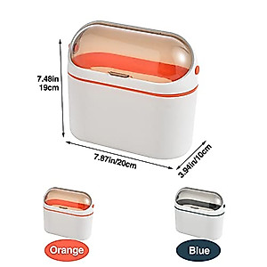 Benshukam Mini Trash Can with Lid, Mini Waste Basket for Desktop, Small Office Countertop Garbage Can, Mountable Tiny Wastebasket for RV, Dorm, Freezer, Laundry and More (Orange)