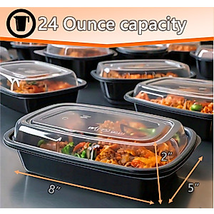 Mr Miracle Meal Prep Containers with Lids - 50 Pack, 24 Oz Take Out Containers With Lids - Leakproof, Microwave & Freezer Safe Disposable Food Containers for Meal Planning & Storage