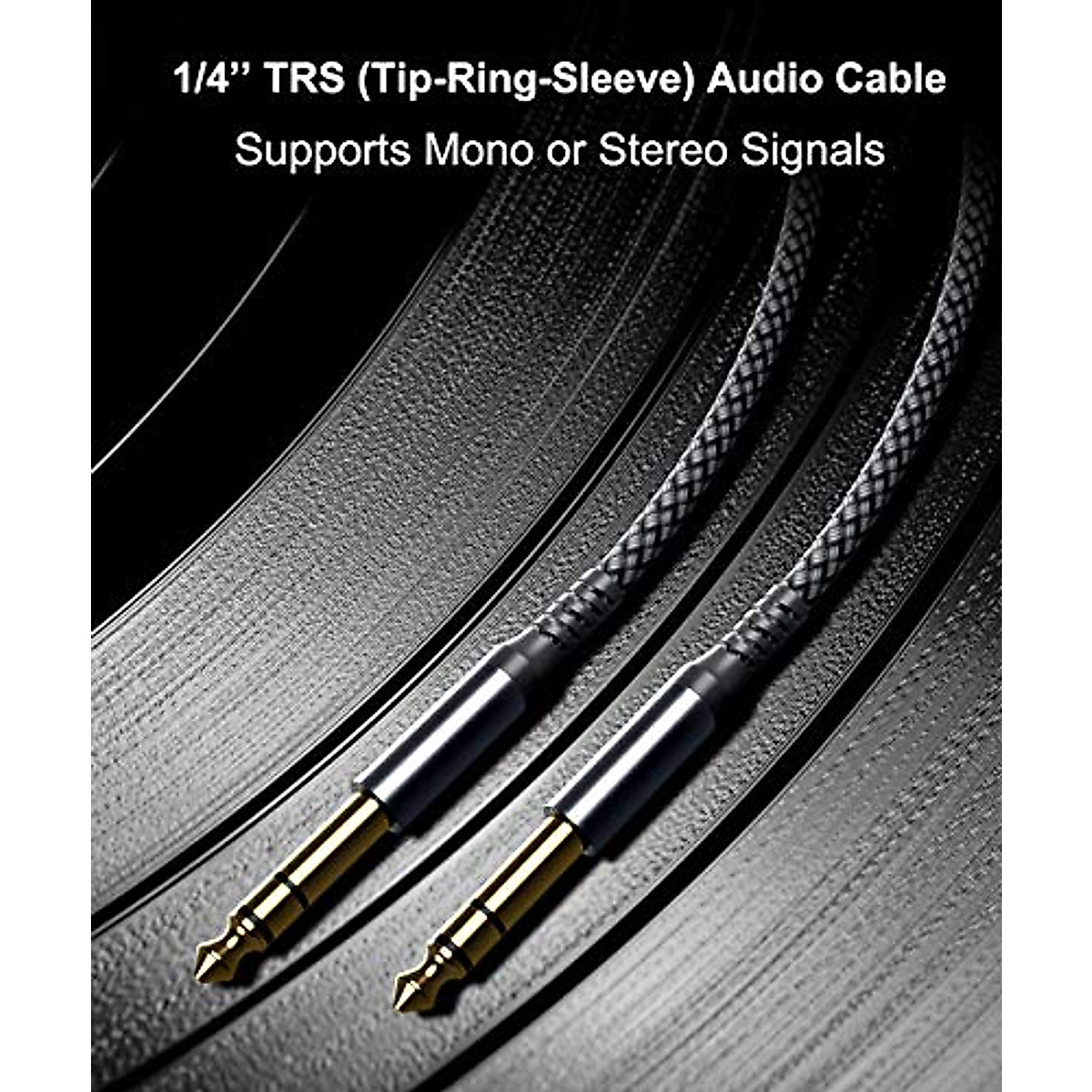 Elebase 1/4 Inch TRS Instrument Cable 10ft 2-Pack,Straight 6.35mm Male Jack Stereo Audio Interconnect Cord,6.35 mm Balanced Line for Electric Guitar,Bass,Keyboard,Mixer,Amplifier,Amp,Speaker,Equalizer