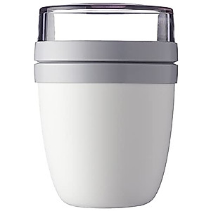MEPAL, Lunchpot with 2 Lids, a Detachable Small Storage Container for Nuts or Fruit, Portable, BPA Free, Nordic White, 500ml+200ml|17oz + 6.7oz, 1 Count