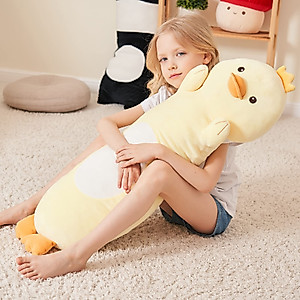 HAIJUNYA 36” Long Duck Plush Body Pillow, Kawaii Cute Yellow Ducks Stuffed Animals, Hugging Squishy Pillow Soft Plushies Toy, Gifts for Girls and Boys Valentines, Christmas, Birthdays