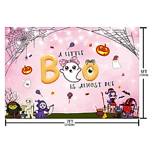 Sendy 7x5ft Halloween Baby Shower Backdrop for Girl A Little Boo is Almost Due Photography Background Ghost Spider Web Pumpkin Lamp Party Decorstions Cake Table Banner Photo Booth Supplies