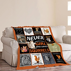Squirrel Throw Blankets Squirrel Lover Gifts for Boys Kids Teens Adults Squirrel Decor All Seasons Warm Soft Cozy Ultra Flannel Blanket Funny Squirrel Bed Blanket for Couch Sofa Bed 40"X50"