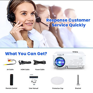 Projector, Portable Outdoor Projector with 1080P HD Movie and 240” Display Support, WiFi Video Projector for Home Theater, Compatible with TV Stick, Laptop, Tablet, iPhone, Android