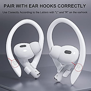 ICARERSPACE 2 Pairs AirPods Ear Hooks for AirPods Pro 2, AirPods Pro, AirPods 3, 2 & 1, Upgraded Anti Slip Sports Clip Hooks for AirPods 1, 2, 3, Pro and Pro 2 – White