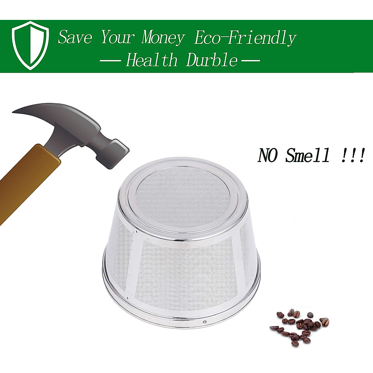 Stainless Steel Reusable Coffee Filters Basket 8-12 Cup Sturdy Permanent Coffee Filter fit for Mr. Coffee Black & Decker Coffee Makers