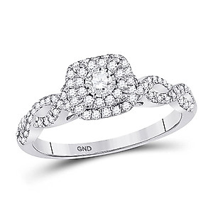 The Diamond Deal 10kt White Gold Round Diamond Solitaire Bridal Wedding Engagement Ring 1/3 Cttw