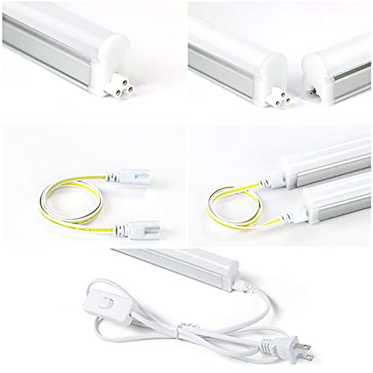 Led Shop Light 4ft 6500k 2640lm 24w, Bright White, Pack of 6, Linkable Led Shop Lights for Garage, Easy Led T5 Shop Lights for Workshop, Mounted Up-to Ceiling or Under Cabinet, Built-in On/Off Switch