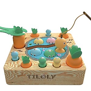 Wooden Montessori Toys for 1 Year Old Boy & Girl - Magnetic Fishing Game & Carrot Sorting Toys for Toddlers 1-3, Educational Toys for 1 Year Old, Learning Toys for 1 Year Old, Gifts for 1 Year Old