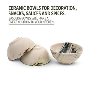 Bascuda® Small Ceramic Bowls Set of 6 with Gift Box - Snack Bowls for Tapas, Dessert, Nuts, Olive, Soy Sauce Dish, Dip - Colourful Decorative Moroccan Spanish Mexican - Decorative Bowl - 3.14 Inches