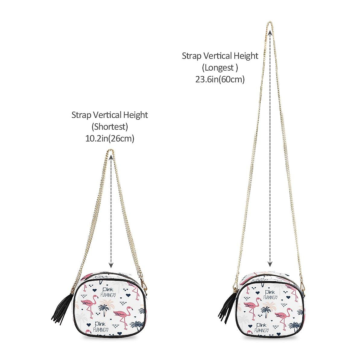 ALAZA Flamingo Palm Tree PU Leather Small Women Crossbody Shoulder Bag Purse Wallet with Adjustable Chain Strap