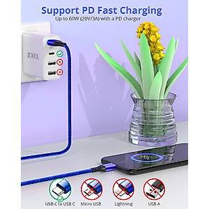 JIUWFOX USB C to USB C Cable 3ft (3 Pack), 60W C to C Cable Fast Charging for iPhone 16/15, iPad Air, iPad Mini, iPad Pro, MacBook Pro, MacBook Air, Samsung S24 S23