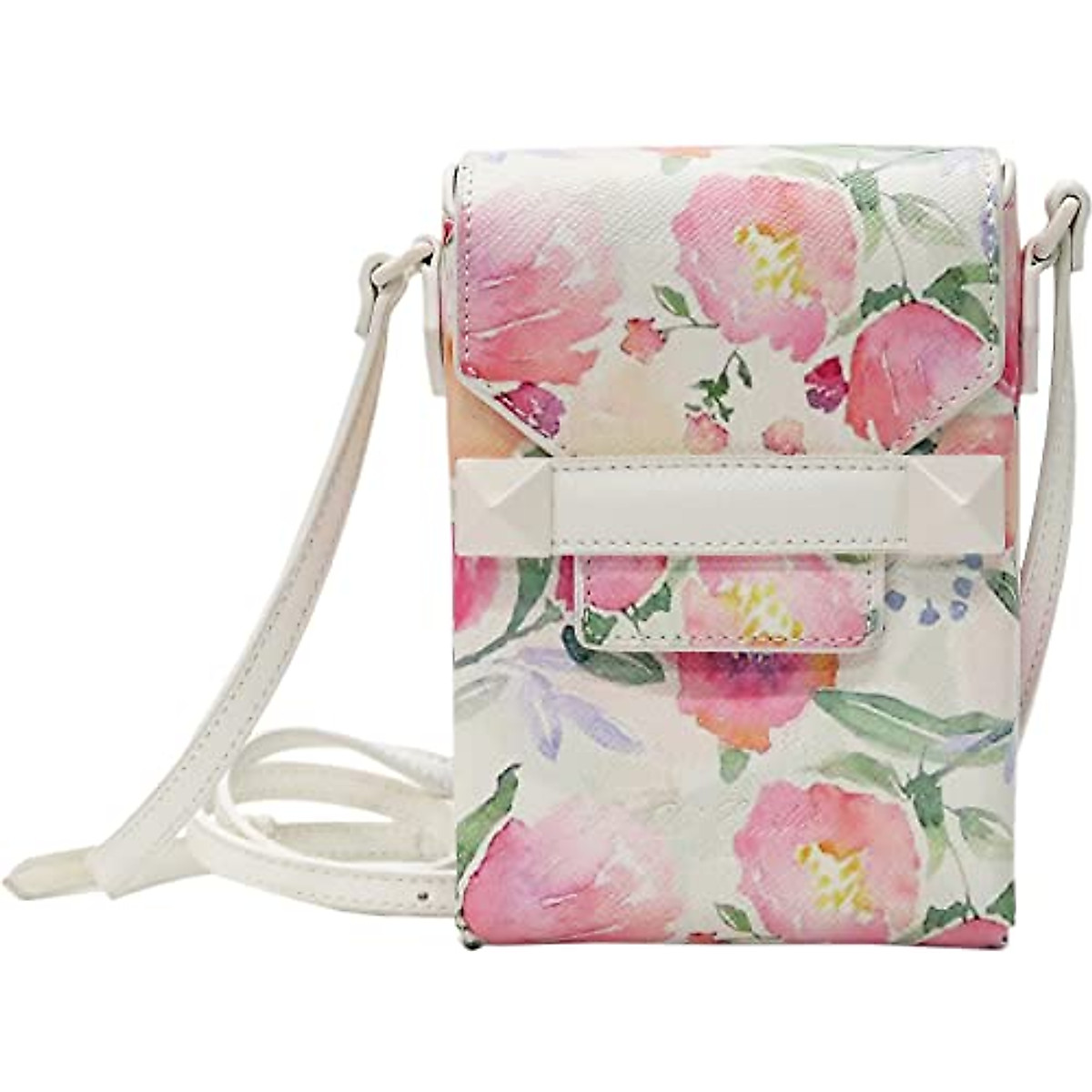 DE'EMILIA CONCEPT Small Crossbody Cell Phone Purse for Women, Watercolor Mini Messenger Shoulder Handbag Wallet with Credit Card Slots (Offwhite)