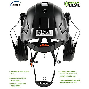 Safety Helmet Hard Hat with Visor and Ear Protection Adjustable Lightweight Vented ABS Work Helmet for Men and Women 6-Point Suspension ANSI Z89.1 Approved Ideal for Industrial & Construction