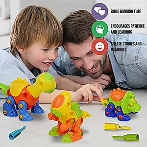 Dinosaur Building Toy Set for Kids - STEM Take Apart Construction Toys Include Build a Dino Construct & Play Kit, Storage Bag, & Coloring Book - Educational Toys, Birthday Party Toy Dinosaurs