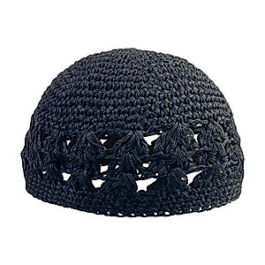 Hijaz Black One Size Extra Large Stretchable Thick Crochet Weave Hat Knit Kufi Skull Cap