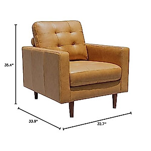 Amazon Brand – Rivet Cove Mid-Century Modern Tufted Leather Accent Chair, 32.7"W, Caramel
