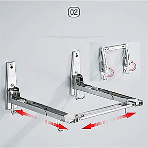 JF-XUAN Kitchen Shelf Kitchen Counter Holder 304 Stainless Steel Microwave Oven Wall Mount Bracket Retractable Microwave Wall Stand Shelf Rack Kitchen Storage (Color : Silver, Size : 57X40X20CM)