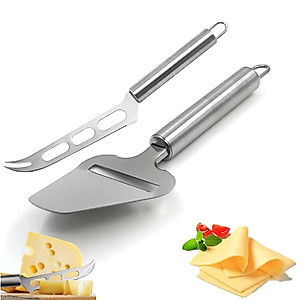 NatureMan 2 Pieces stainless steel cheese planer and cheese slicer, suitable for soft, semi-hard and hard cheese kitchen cooking tools