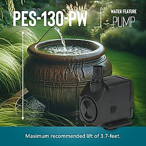 Little Giant PES-130-PW 115-Volt, 130 GPH Magnetic Drive Fountain/Pond Pump with 6-Ft. Cord, Black, 566716