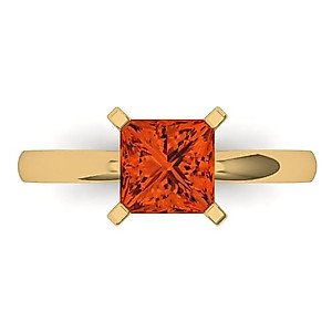 Clara Pucci 1.5 ct Princess Cut Solitaire Red Simulated Diamond Engagement Bridal Promise Anniversary Ring 18K Yellow Gold Size 9.25