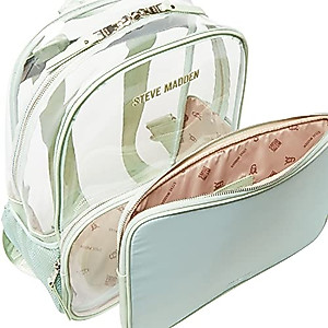 Steve Madden Women's Clear Backpack with Tech Pouch, Beige, One Size