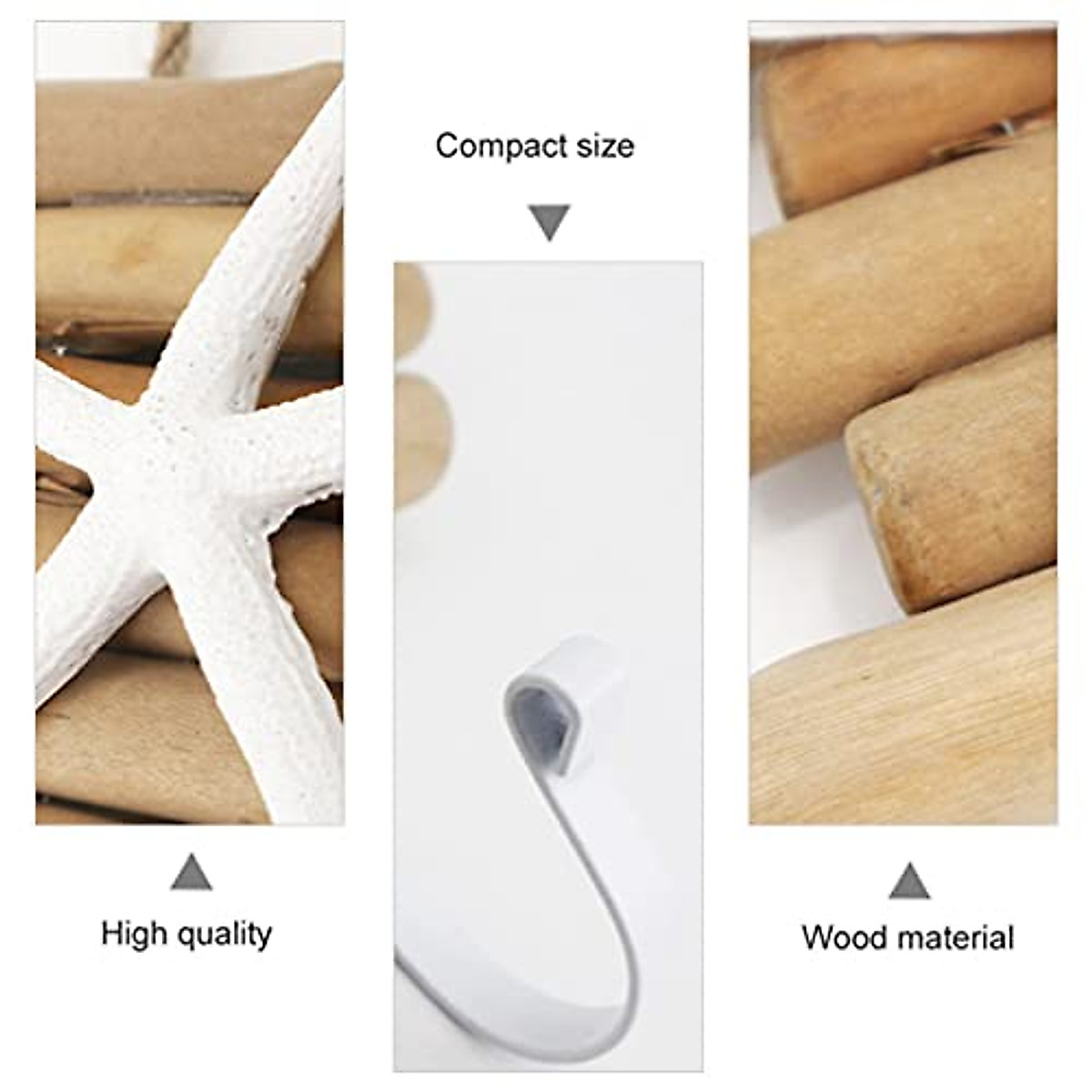 HEALLILY Nautical Wall Hook Mediterranean Coat Hook Towel Wall Hooks Wooden Hangers Nautical Beach Signs Rustic Wall Decor for Bedroom Living Room 2PCS