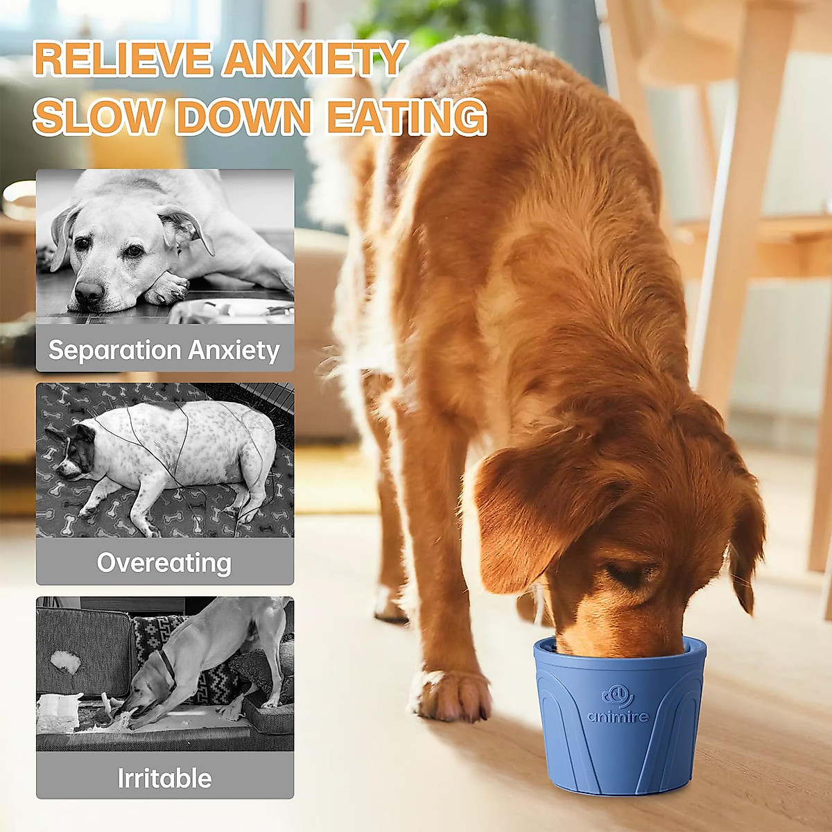 Dog Slow Feeder Lick Bowl, Anxiety Relief Dog Licking Mat Treat Dispenser, Non-Slip Anti-Choking Slow Eating Dog Lick Bowl for Small Medium and Large Breed Dogs, BPA Free Silicone