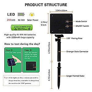 OZS-Solar String Lights Outdoor, 2PK Each 72ft 200LED Pink Solar String Lights, Copper Wire 8 Modes Solar Fairy Lights for Garden Party Valentine's Day Decorations(Pink Light)