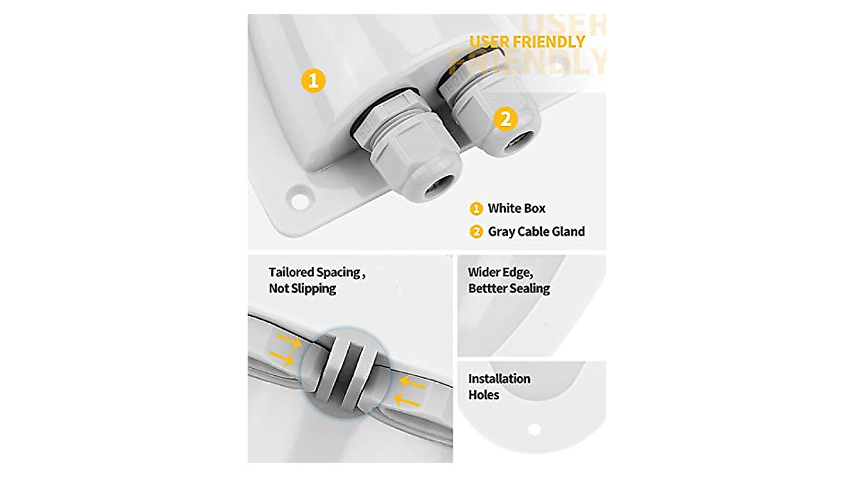 BougeRV White Solar Double Cable Entry Gland Box, RV roof Waterproof ...