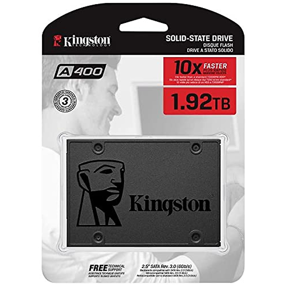 Kingston SSD A400 1920GB 2.5" SATA 3.0 Internal Solid-State Drive Compatible with Gaming PC, Notebooks, Laptops, and Computer (SA400S37/1920G) Bundle with 1 Everything But Stromboli Micro Fiber Cloth
