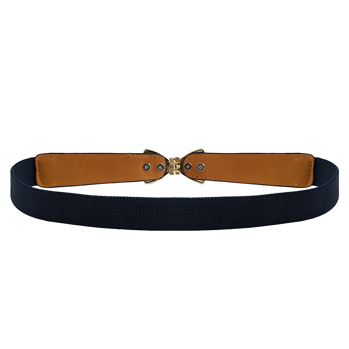 Syuer Womens 1" Width Bow Skinny Elastic Waist Belt Stretchy Belt Thin Belt (S-M (26"-32"), Black)