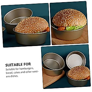 BAFAFA 2pcs Burger Mold Molde Para Pastel Pizza Oven for Home Toaster Oven Pans Round Cake Tin Steel Baking Pan Loaf Tin Ovenware Mold DIY Mold Meatloaf Breads Molds Golden Household Tray Pan