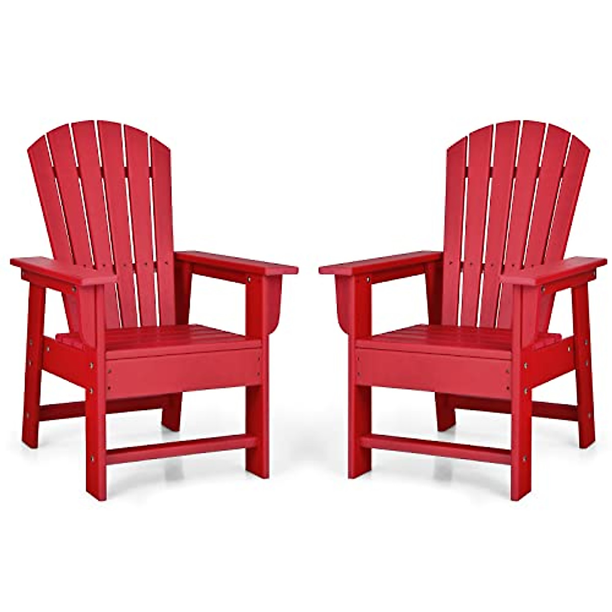 Giantex Adirondack Chair, Kids HDPE Patio Chair Lawn Chair with Ergonomic Backrest for Deck, Porch, Backyard, Poolside, Indoor, Weather Resistance Toddler Outdoor Chair (1, Red)