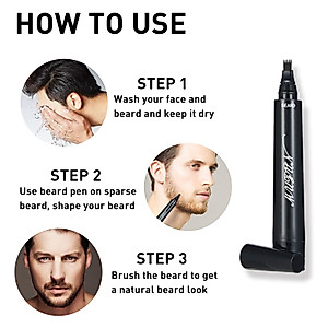 2PCS Beard Pencil Filler for Men - Sweat Proof, Water Resistance, Long Lasting & Natural Finish barber Pencil, Mustache Repair Shape(BLACK)